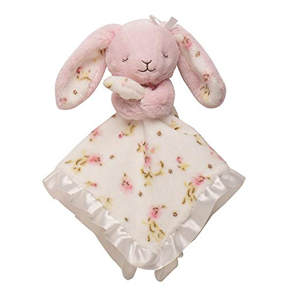 Little Me Plush Rattle Baby Snuggle Blanket with Embroidery and Satin, Bunny (15 inch)