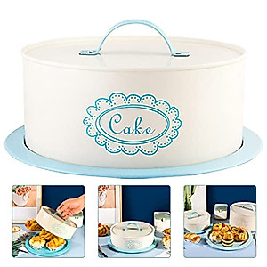 Metal Cake Carrier Cake Server with Lid Cake Cover Cake storage Tin Sweet Stuff Cake Holder Cream Dessert Carrier for Kitchen Countertop Cake Storage Container with Handle