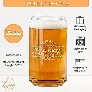Customized Beer Can Glass-Personalized-Birthday Beer Glass-Engraved-Vintage-Cheers-Aged To Perfection-Birthday Gift-Etched Beer Glass-Barware (1)