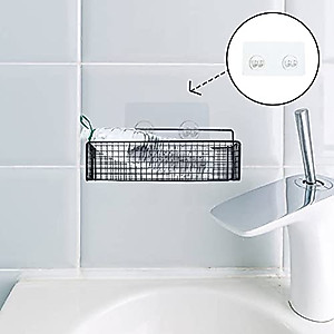 10 Pcs Shower Caddy Adhesive Replacement Strong Sticker Hooks No Punching for Bathroom Shower Caddy Soap Dish Holder Kitchen Basket Shelf(Double Hook)