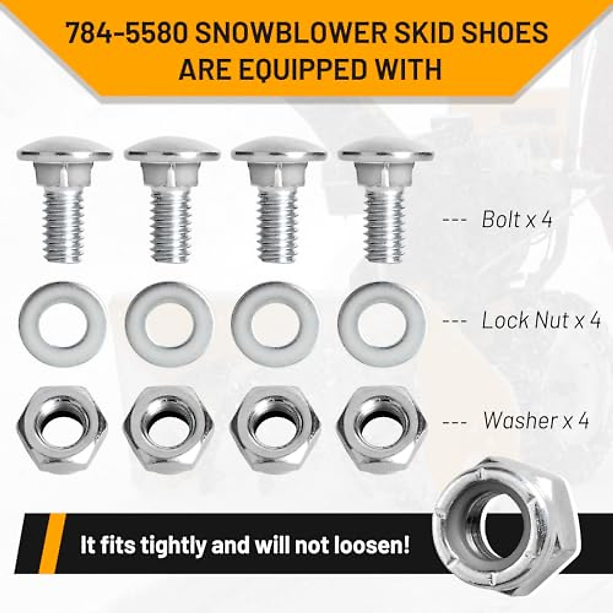 Replacement 784-5580 Slide Shoes Compatible with MTD 2 Stage Snowblower - Skid Shoes 784-5580-0637 Compatible with Troy Bilt Storm 2410 Snow Thrower, Craftsman 247 Series Yard Machines Snow Blowers