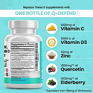 Quercetin 1000mg Zinc 50mg Vitamin C 1000mg Vitamin D 5000 IU Bromelain Elderberry - Lung Immune Defense Support Supplement Adults with Artemisinin, Sea Moss, Echinacea, Garlic Immunity Allergy Relief