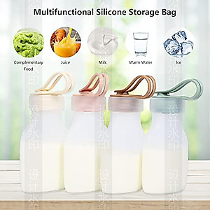 Stankeloko Silicone Milk Storage Bags(8oz/240ml,4pack) Reusable Breast Milk Bags for Breast Feeding Leak-Proof Milk Freezer Storing Pouches Multiple Functions Storage Bags