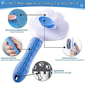 Self-Cleaning Slicker Brush for Dogs & Cats: Dog Grooming Brush for Shedding Tangles Hair Gently Deshedding Dog Brush for Long Haired & Short Haired Dogs Pet