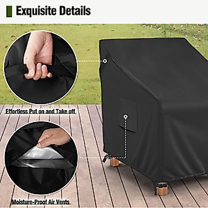 MR. COVER Patio Furniture Covers Waterproof, Outdoor Chair Covers for Rocking Chair, Fits up to 32W x 37D x 36H Inches, Ventilated Air Vents and Convenient Handles Included, Black, 2 Pack
