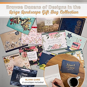 Christian Art Gifts Decorative Landscape Gift Bag w/Card & Tissue Paper Set for Men, Women & Grads: I Know the Plans - Jeremiah 29:11 Inspirational Bible Verse for Graduations, Navy Blue w/Gold, Large