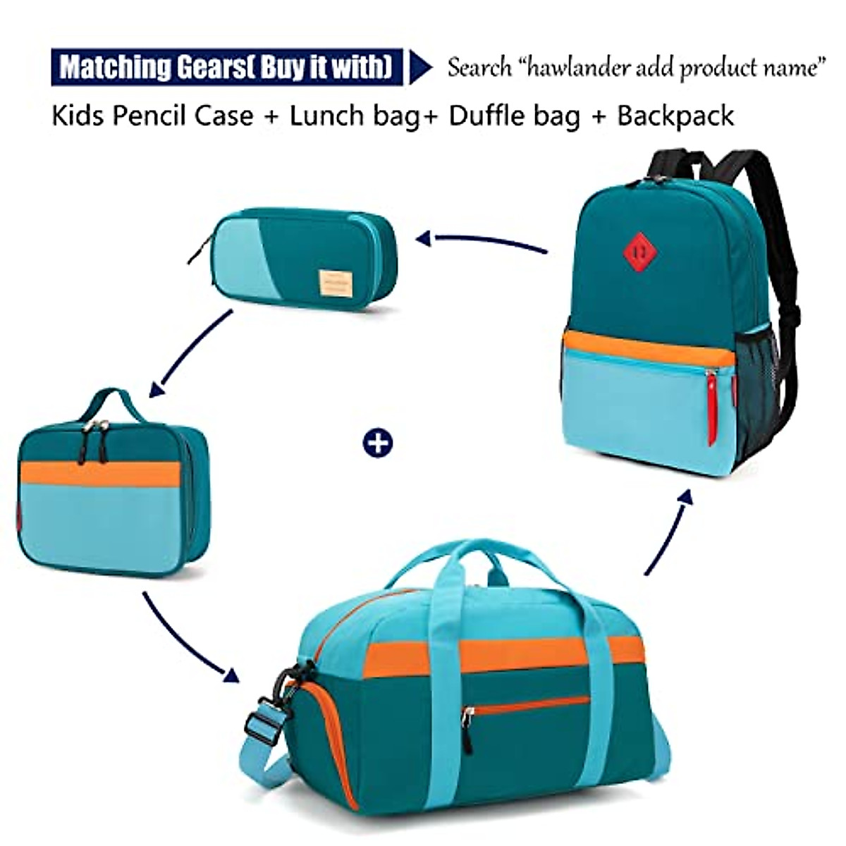 HawLander Little Kids Backpack for Boys Toddler School Bag Fits 3 to 6 years old, 15 inch, Blue Green