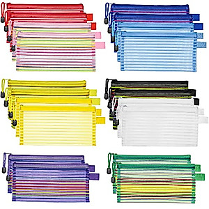 JARLINK 20 Pack 10 Colors Zipper Mesh Pouch, Pencil Pouch Pen Bag Multipurpose Travel Bags for Office Supplies Cosmetics Travel Accessories Multicolor