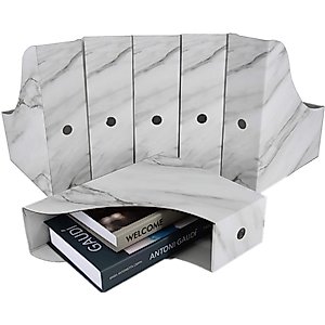HUAPRINT Magazine Holder(6 Pack, Marbling Gray) Cardboard Magazine File Holder-Folder Holder,Magazine Organizer,Document Organizer,Magazine Storage Box,With Labels