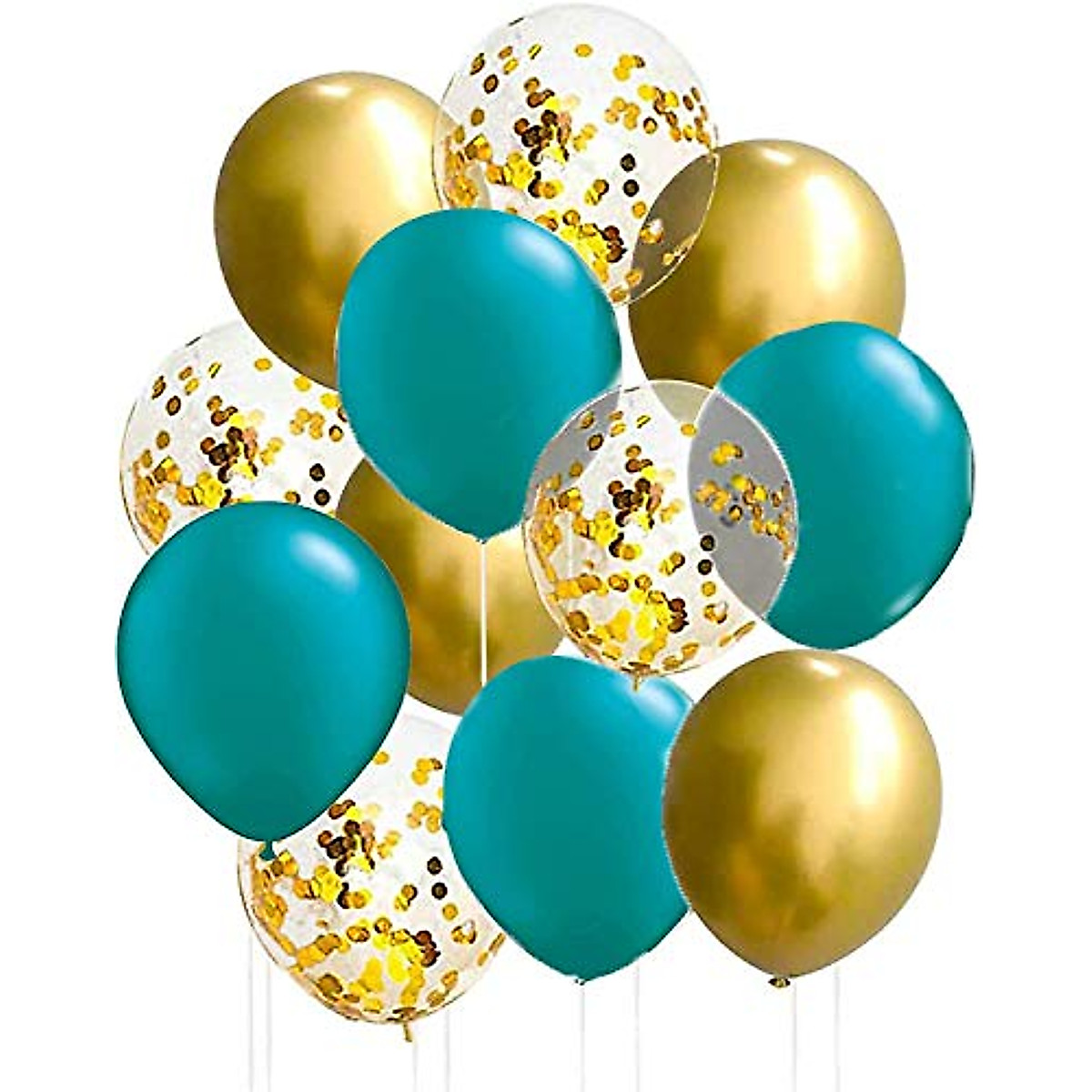 Teal Gold Balloons Teal Gold Party Decorations of 15pcs for Teal Gold Birthday Decorations Women/Teal Gold Bridal Shower Decorations/Teal Gold Wedding Decorations