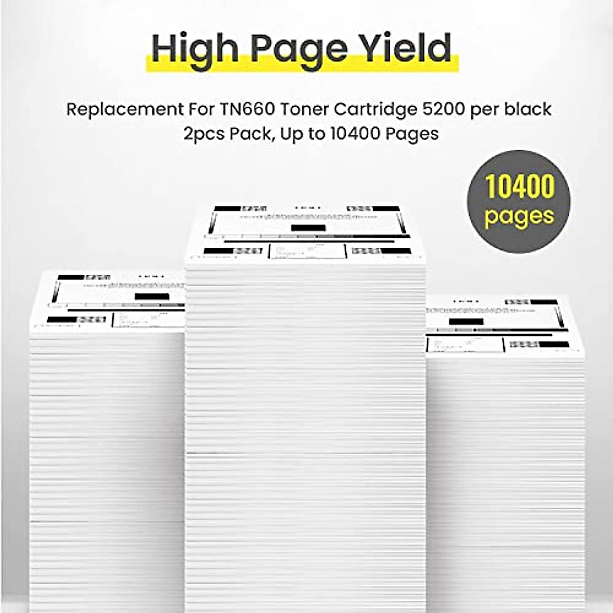 VynnZone Extra High Yield TN660 Toner 5200 Pages Toner Cartridge Replacement for Brother TN630 for HL-L2380DW HL-l2300D HL-L2340DW HL-L2320D MFC-L2700DW MFC-L2740DW MFC-L2707DW Printer (2 Pack, Black)