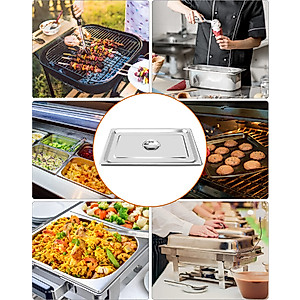 QWORK Full Size Stainless Steel Steam Table Pan Cover with Handle - Set of 2, Durable Lid for Steam Pans
