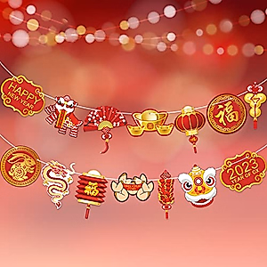 Year of Rabbits Garland 2023 Chinese New Year Flag Banner Happy New Year Decoration China Party Spring Chinese New Year Banners Garland (rabbits)