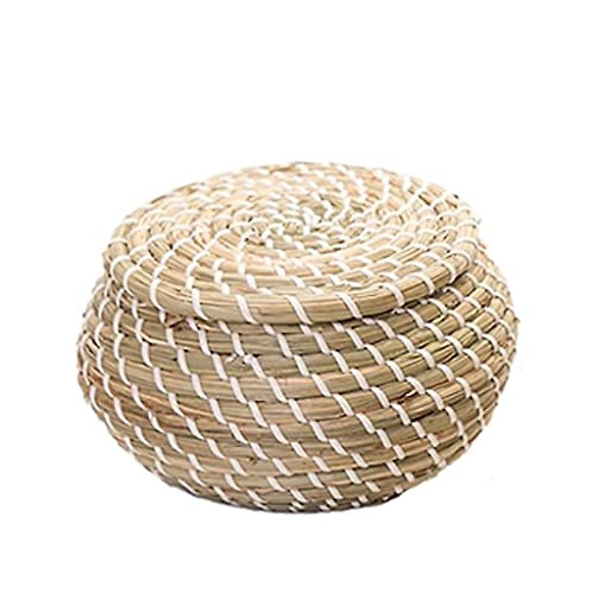 UXZDX Straw Hand-Woven Storage Basket, Wicker Basket with Lid, Family Storage Tissue Storage Basket (Size : 15cm)