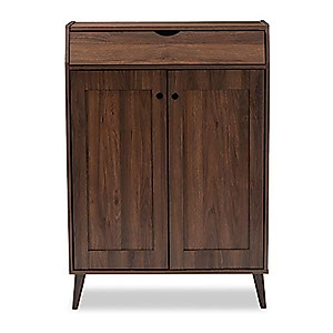 Baxton Studio Shoe Cabinets, One Size, Walnut