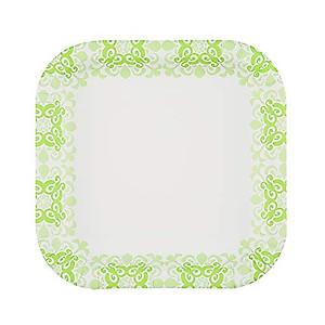 Glad Tabletop Square Disposable Paper Plates for All Occasions | Soak Proof, Cut Proof, Microwaveable Heavy Duty Disposable Plates | 50 Count (Pack of 1),Green