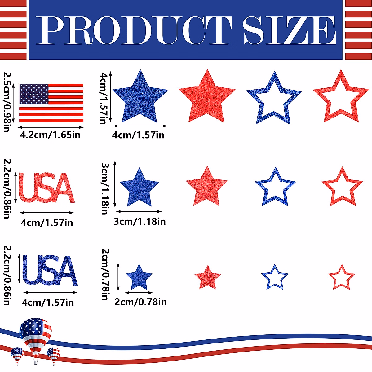 Whaline 300Pcs Independence Day Confetti 4th of July Glitter Red Blue White American Flag USA Patriotic Table Confetti Twinkle Stars Table Centerpiece for National Day Memorial Day Party Decorations