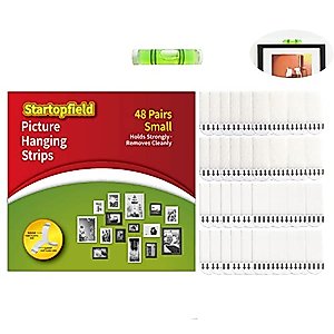 48-Pairs(96 Strips) Small Picture Hanging Strips Heavy Duty,Removable Hook and Loop Tape, Picture mounting Strips,Perfect for Wall Art Hanging Frames, Posters