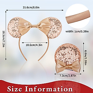 Akkya Ears Headband Hair Clips Accessories for Women Girl Kid Adult Birthday Party Princess Park Costume Mini Bow Present Glod