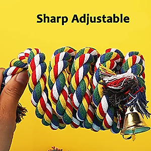 Littledropet Sugar Glider Toys for Climbing and Chewing, Squirrel Hanging Cotton Rope Toy for Rat Hamster,Bird Parrot Perch Swing Toy Cage Accessory 59inch (Length-59inch, Multi-Colored)