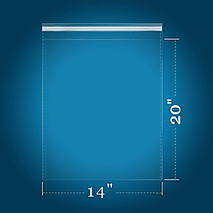 iMailer 100 Count - 14" x 20" Self Seal Clear Cello Cellophane Resealable Plastic Poly Bags for Clothing, T-Shirts, Pants