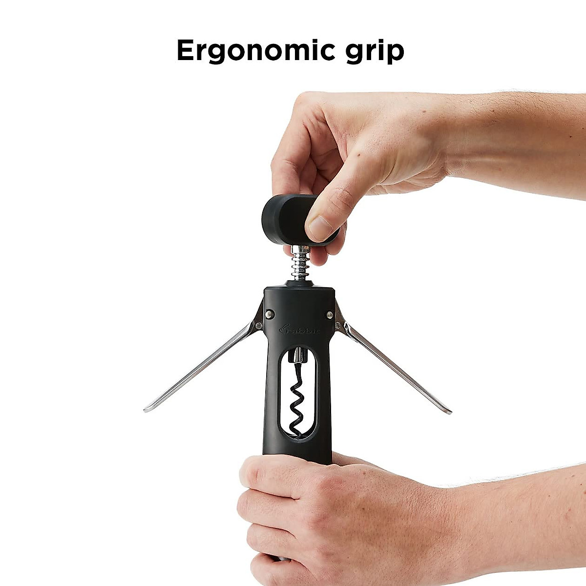 Rabbit Premium Wine Wing Corkscrew Wine Opener and Bottle Opener, Black 2.36 x 1.97 x 7.68 IN