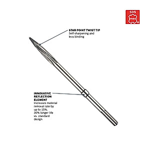BOSCH HS1936 16 In. R-Tec Star Point Chisel Twist SDS-max Hammer Steel,Silver