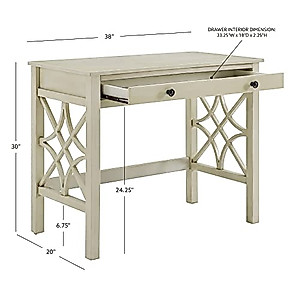 Linon Desk, Antique White, 38 x 20 x 30