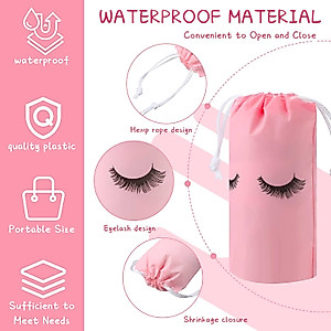 50 Pieces Lash Aftercare Bags Eyelash Plastic Makeup Bags Travel Eyelashes Bag Empty Eyelash Packaging Bags Portable Drawstring Cosmetic Pouch for Women Girl Toiletry Supplies, 4 x 6 Inch, White, Pink