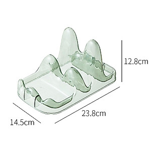 curfair Spoon Holder Stand Pot Cover Storage Rack with U-Shaped Slot Multipurpose Countertop Spoon Fork Spatula Rack Tableware Storage Holder Pan Cover Shelf Green