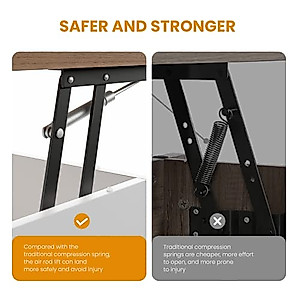 Bidiso Lift Top Coffee Table, Ten Minute Install Coffee Table Center Table with Hidden Storage Compartments, Rising Tabletop Dining Table Coffee Table for Living Room，Walnut