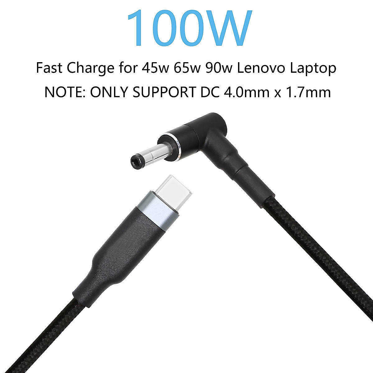 CERRXIAN 6.5ft 100W PD USB Type C Male Input to 90 Degree DC 4.0 x 1.7 mm Male Power Charging Cable (4017-100W)