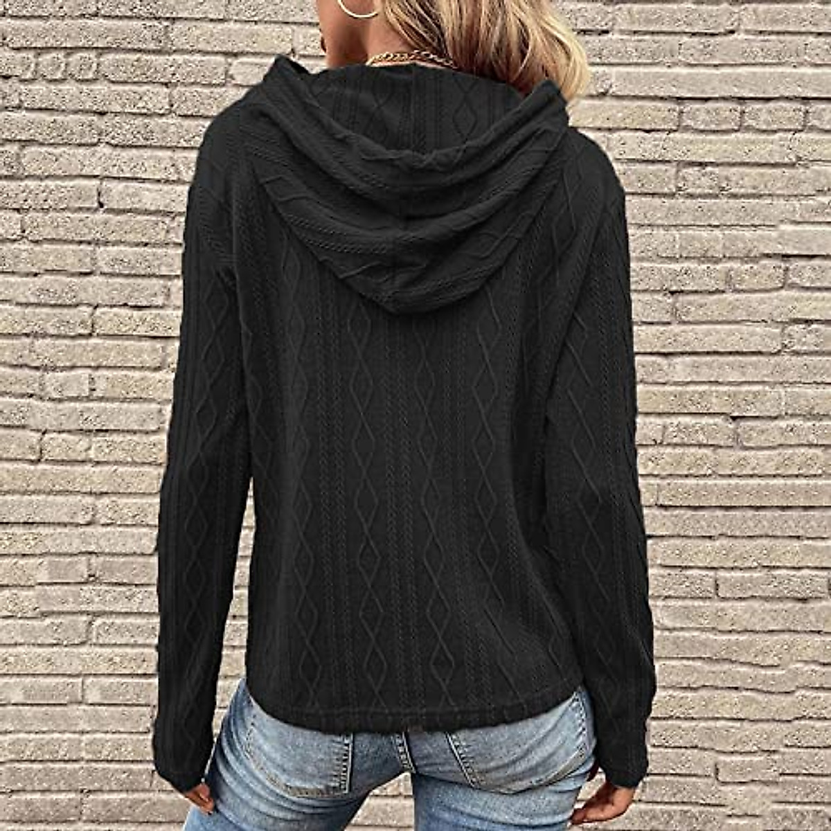 Keepfit hood scoop kit Fleece Hoodies Womens Oversized Sweatshirts Long Sleeve Shirts Hooded Sweatshirt with Pocket Fall Pullover Clothes Black