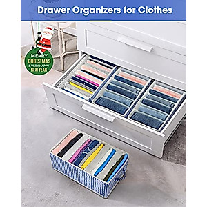MULISOFT Drawer Organizers for Clothing, 2 Pack Underwear Drawer Organizer Clothes, 10 Grids Clothes Organizer for Folded Clothes,Wardrobe Clothes Organizer for Jeans,Pant,Sweaters,T-Shirt,Underwear