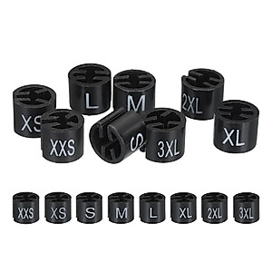 MECCANIXITY Clothes Hanger Marker XXS/XS/S/M/L/XL/2XL/3XL Size Tag Black Fit 3.5mm Rod for Garment Clothing Color Coding, Pack of 800