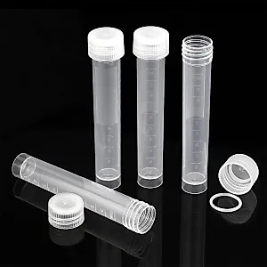 BKMAMLAB 50PCS 10ml Plastic Small Vials with Screw Caps Sample Tubes Cryotubes,PP Material, Free from DNase, RNase, Human DNA