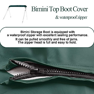 Bimini Top Boot Cover, Suitable for 3-4 Bow Bimini Tops, Storage Boat Replacement Cover Waterproof, （Dark Green L:68-88IN）