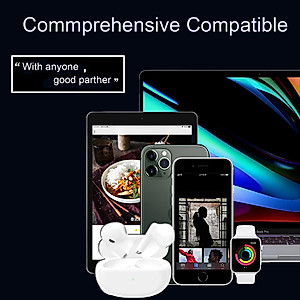 True Wireless Earbuds Bluetooth Headphones Mini Charging Case Stereo Smart Noise Reduction Waterproof Air Buds in-Ear Built-in Mic Premium Deep Bass Earphones for iPhone/Android/Samsung (White)