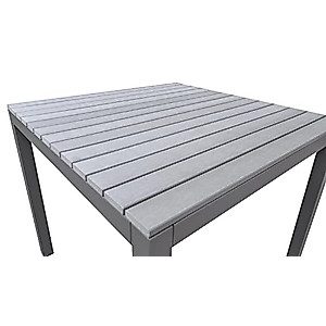 Armen Living Bistro Patio Dining Table, Grey Powder Coated Finish, 35 x 30 x 35