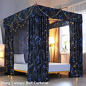 AIKASY Outer Bed Support Canopy Bed Frame Post Queen Size Stainless Steel Bed Canopy Frame Poles Four Corner Bed Bracket Fit for Metal Bed Wood Bed Bedroom Decor (Queen, Silver)