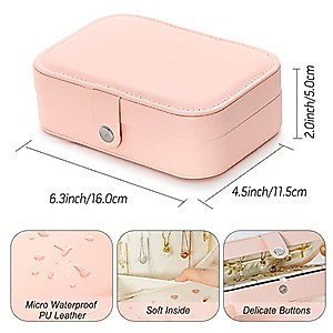 JOCOSA Travel Jewelry Box, Jewelry Organizer for Women Girls, Adjustable Storage Case for Earrings Necklaces Rings, Gift for Christmas Birthday Valentine's Day Mother's Day (Pink)