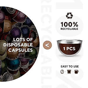 Reusable Vertuo Next Coffee Pods Holder Stainless Steel Refillable Filters Only Compatible with Nespresso VERTUO NEXT 8OZ - 3.0 Genaration