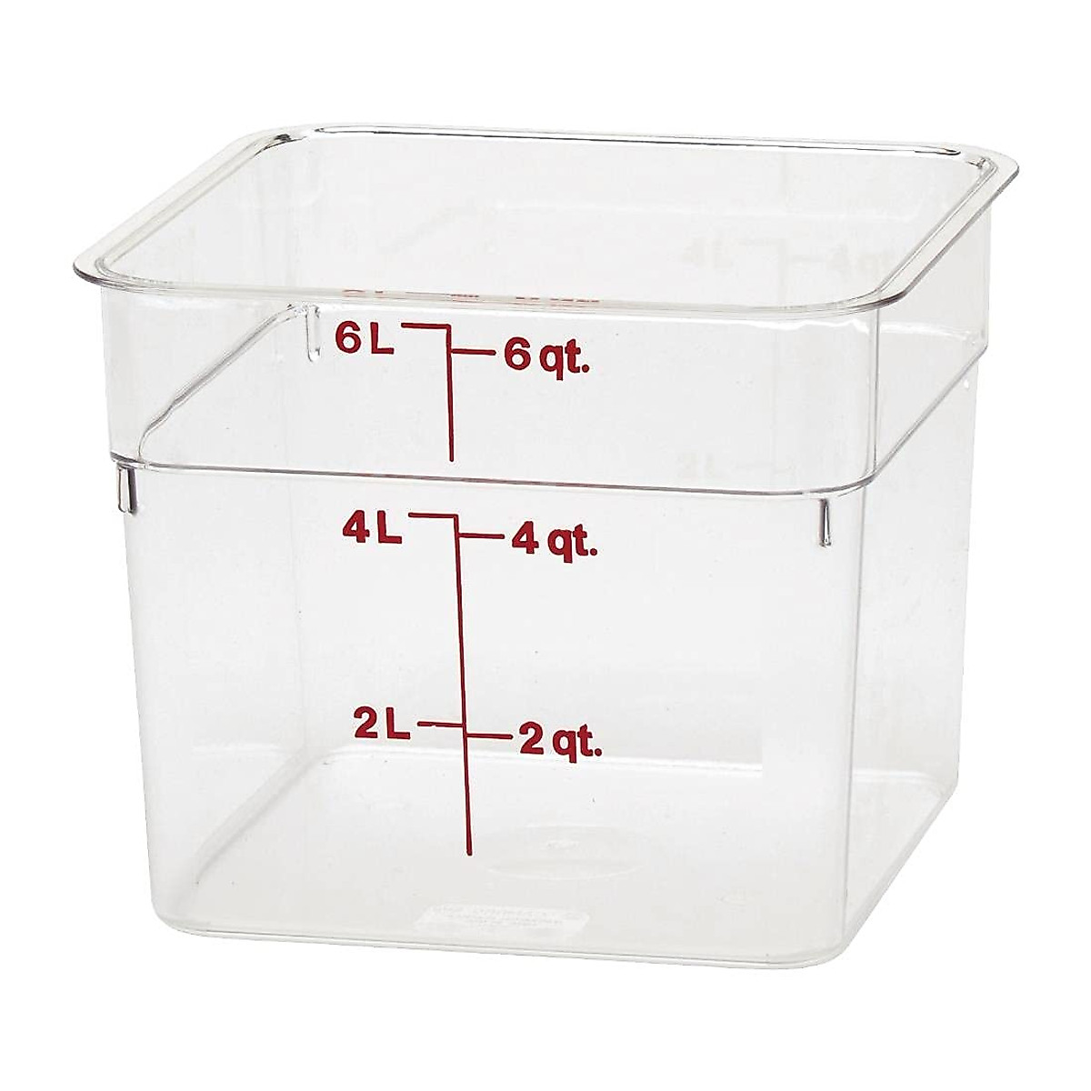 Camsquare Food Container, 6 Qt, 8-3/8'' X 8-3/8'' X 7-1/4'', Clear, Orange Graduation, (6 Pieces/Unit)