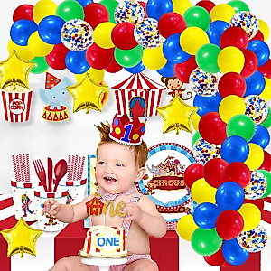 Red Blue Yellow Green Balloon Garland Kit, 121PCS Red Green Blue Yellow Balloons for Transportation Robot Street Birthday Baby Shower Graduations Carnival Circus Party Decorations