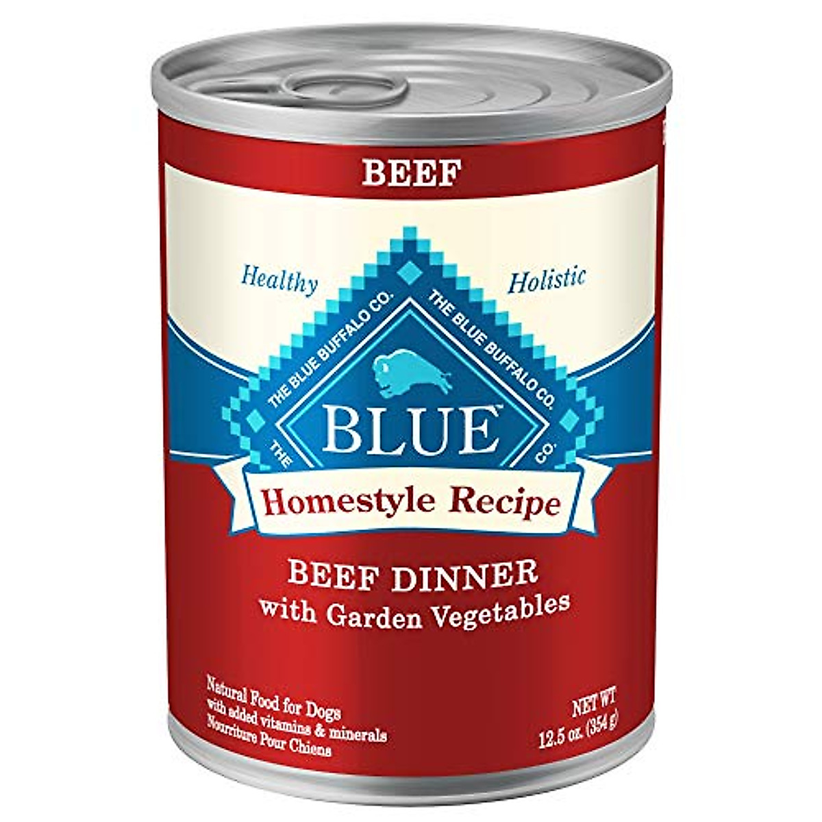 Blue Buffalo Homestyle Recipe Natural Adult Wet Dog Food, Beef 12.5-oz can (Pack of 12)