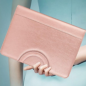 Darolin Zippered Leather Padfolio Portfolio with Hidden Handle and Clipboard, Business Conference Organizer Notepad Folder, Portfolio Bag, Padfolio for Women/Men (Rosegold)