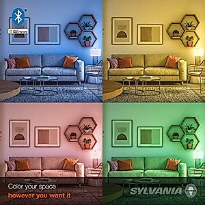 SYLVANIA Smart Bluetooth LED Light Bulb, A19 60W Equivalent, Efficient 10W, Works with Apple HomeKit, RGBW Full Color and Adjustable White, No Hub Required - 1 Pack
