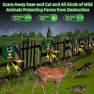 2 Pack Upgraded Ultrasonic Animal Repeller Outdoor,Solar Animal Repeller with Motion Sensor & Deterrent Light to Repel Raccoon Squirrel Skunk Cat Rabbit Dog Deer Repellent Devices for Yard Protection