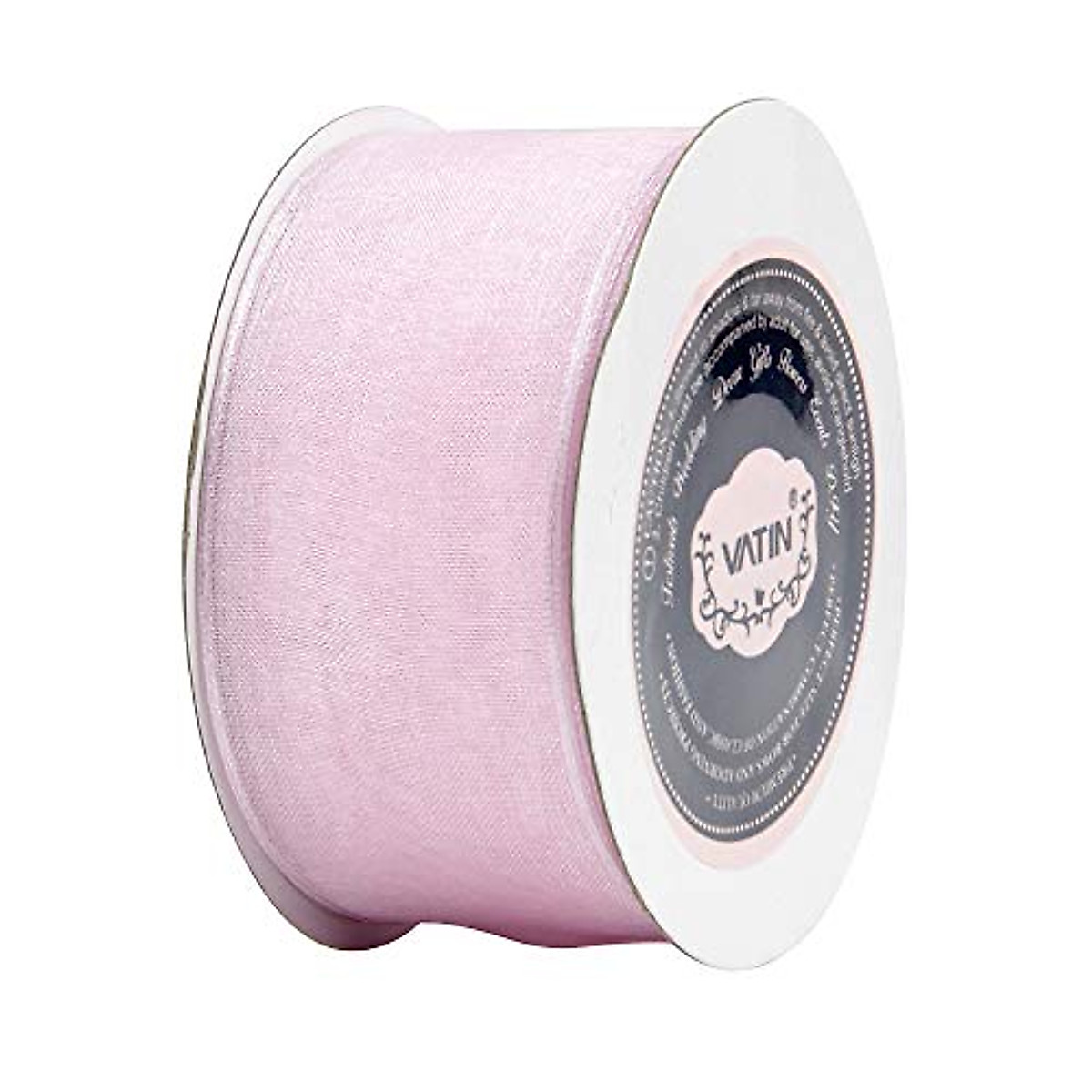 VATIN Christmas Ribbon Sheer Organza Wired Ribbon 1-1/2 inch 25 Yards ( 75Ft ) -Light Pink/Baby Pink ,Perfect for Making Bows and Wreaths