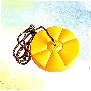 CLISPEED Round Swings for Kids Outdoor Toddler Swing Outdoor Indoor Swing for Kids Rope Tree Swing Childrens Swing with Petals Rope Ladder Swing Yellow Disc Swing Seat The Swing Daisy Toy